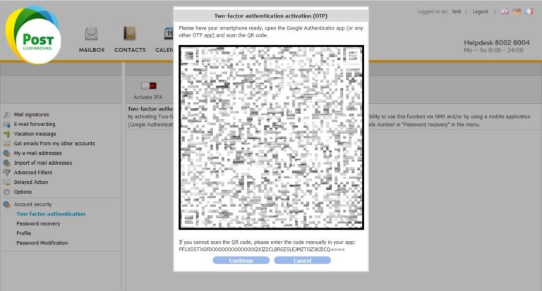 2fa authentification à deux facteurs | POST Technologies Documentation