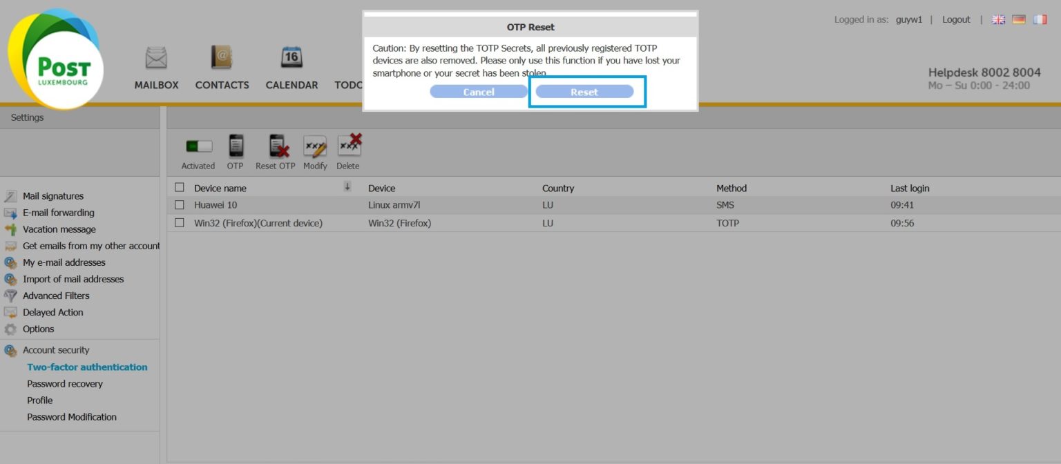 2fa authentification à deux facteurs | POST Technologies Documentation