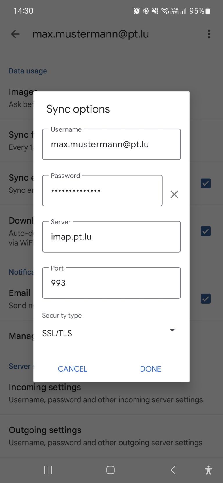 Android – Gmail – Email Client Configuration (@pt.lu) | POST ...