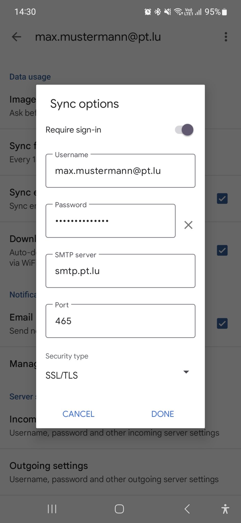 Android – Gmail – Email Client Configuration (@pt.lu) | POST Technologies Documentation