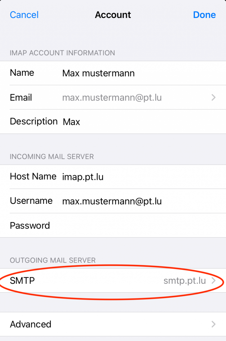 Apple – iPhone – Mail – email configuration | POST Technologies Documentation