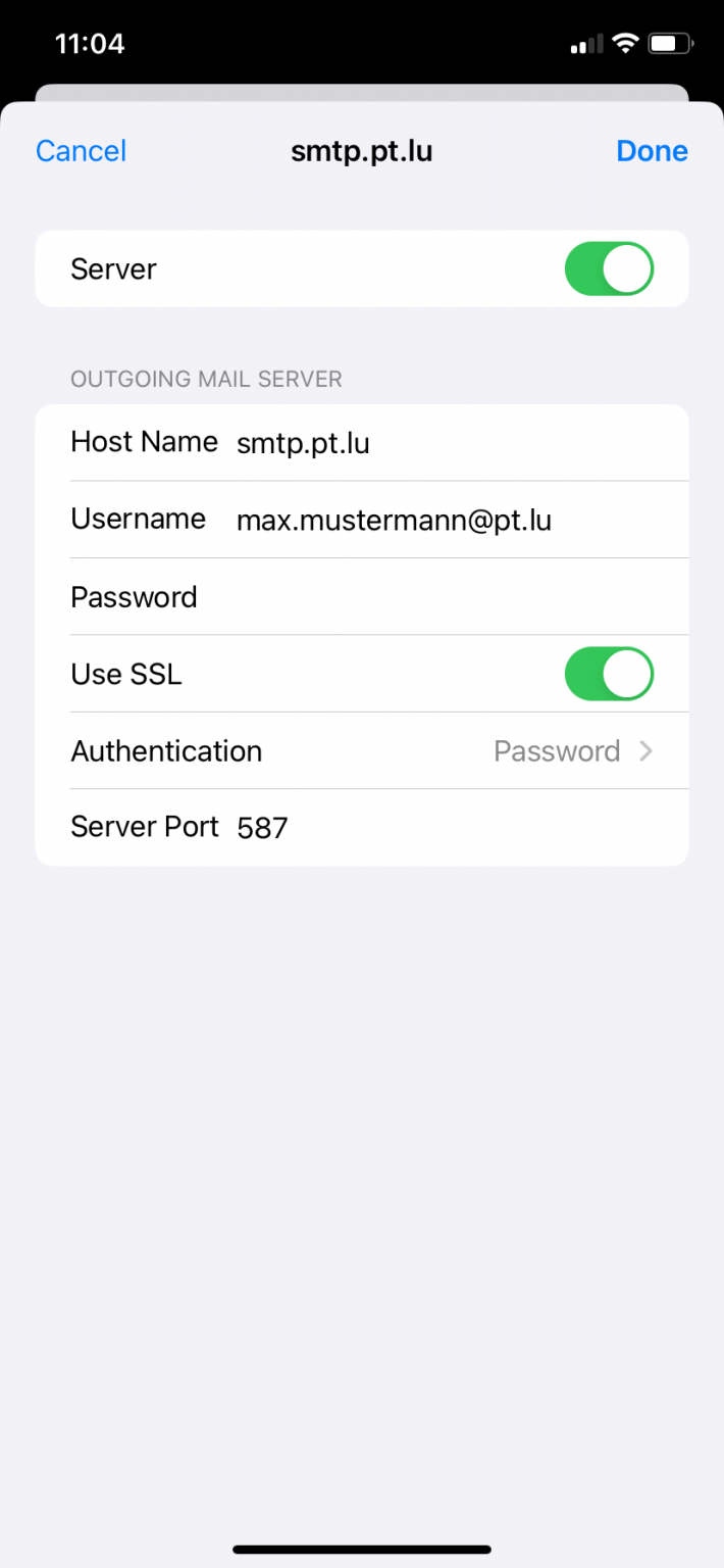 Apple – iPhone – Mail – email configuration | POST Technologies Documentation